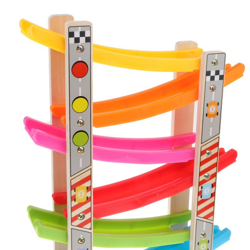 Wooden 7-layer Ramp Race Track & 8 Mini Inertia Car Sliding Toy Vehicel ...
